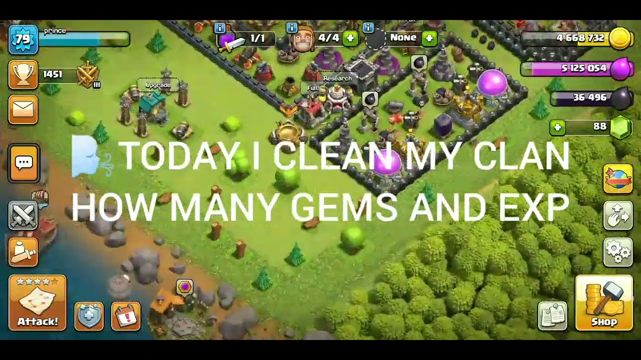 I CLEAN MY CLAN AND HOW MANY GEMS AND EXP CAN I GET?? - YouTube
