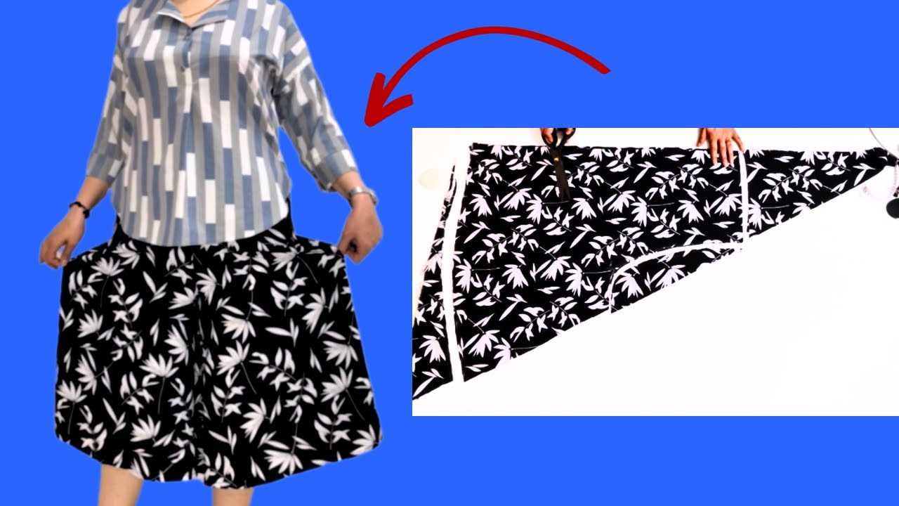 How to cut and sew a very beautiful and easy skirt / sewing without a ...