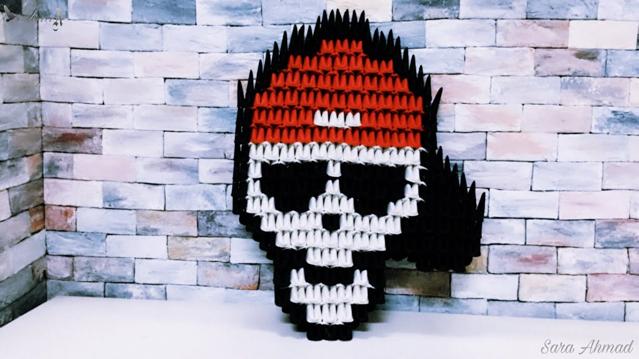 how to make 3d origami skull 2 - YouTube