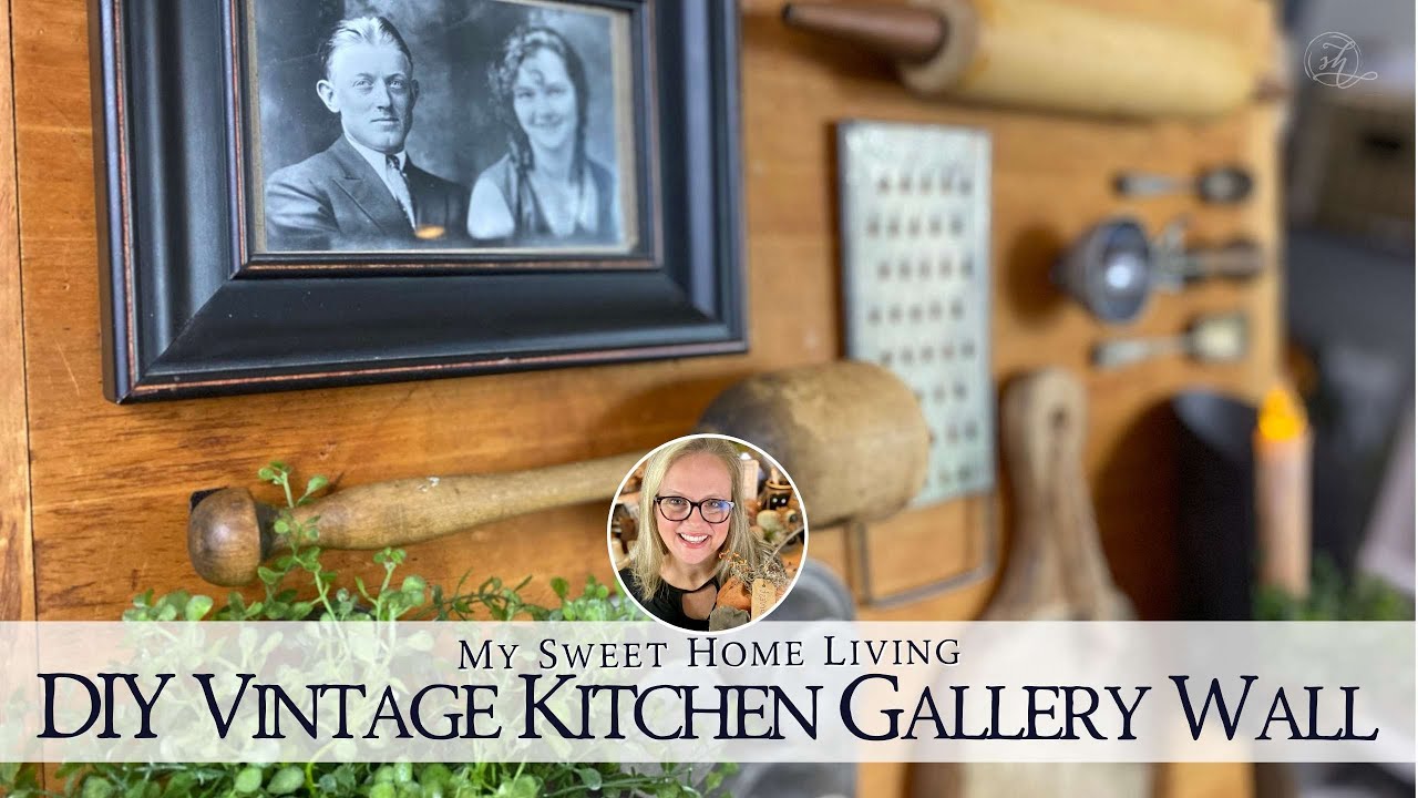 DIY Vintage Kitchen Gallery Wall Display - YouTube