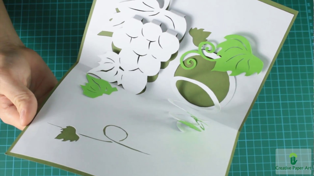 Grapes pop up card - How to make grapes kirigami (Kirigmi Art) - YouTube