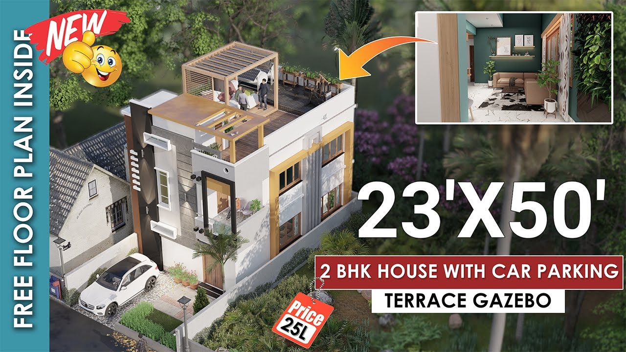 23'X50' House Plan With Car Parking | 23*50 House Design | 23 by 50 ...