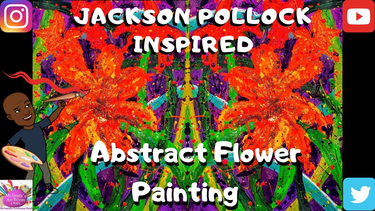Jackson Pollock Flowers Red Black Abstract Flowers Bouquets Style