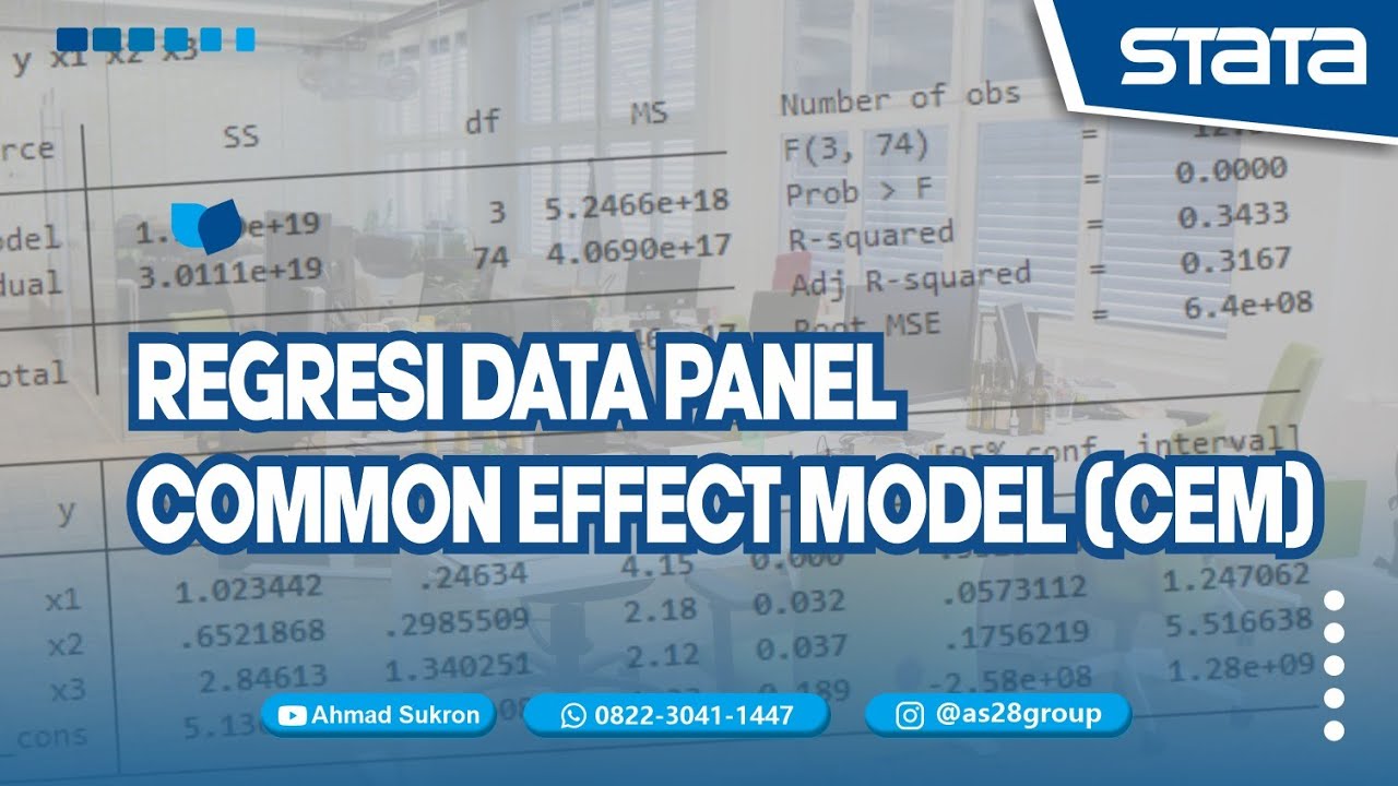 ANALISIS LENGKAP‼️ COMMON EFFECT MODEL STATA ️ REGRESI DATA PANEL ...