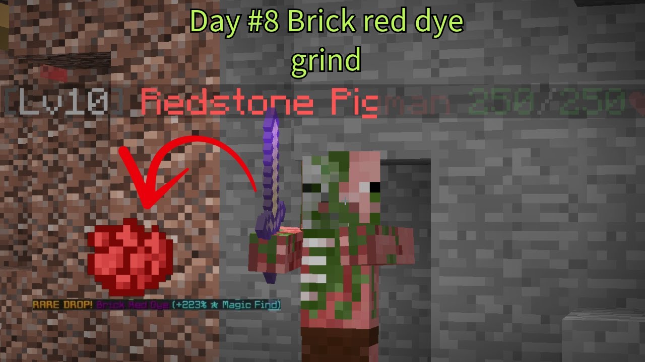 Hypixel skyblock Brick red dye grind day #8 Best day yet! - YouTube