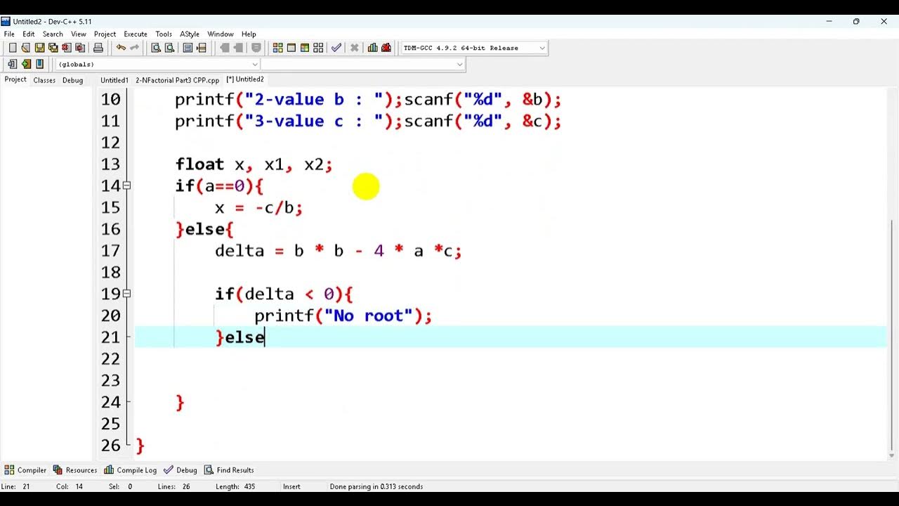 21-Quadratic equation code in C Programming | Practice | Data Structures and Algorithms in C/C++ ...