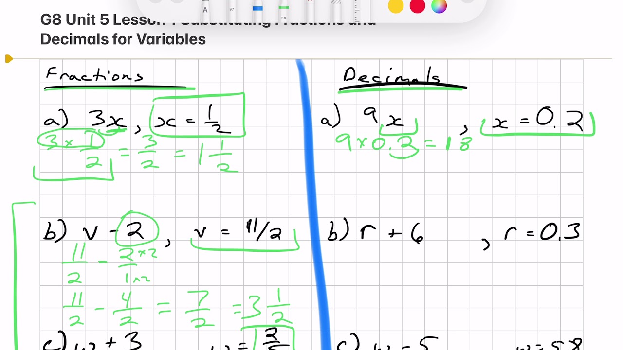 Gr 8 Unit 5 PA8-6 Lesson 1: Substituting Fractions and Decimals for ...