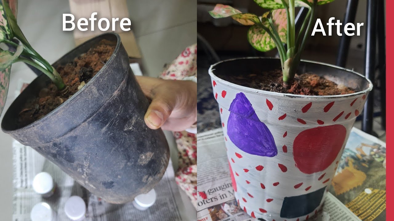 How to create simple and creative design in pot |Design idea in flower ...