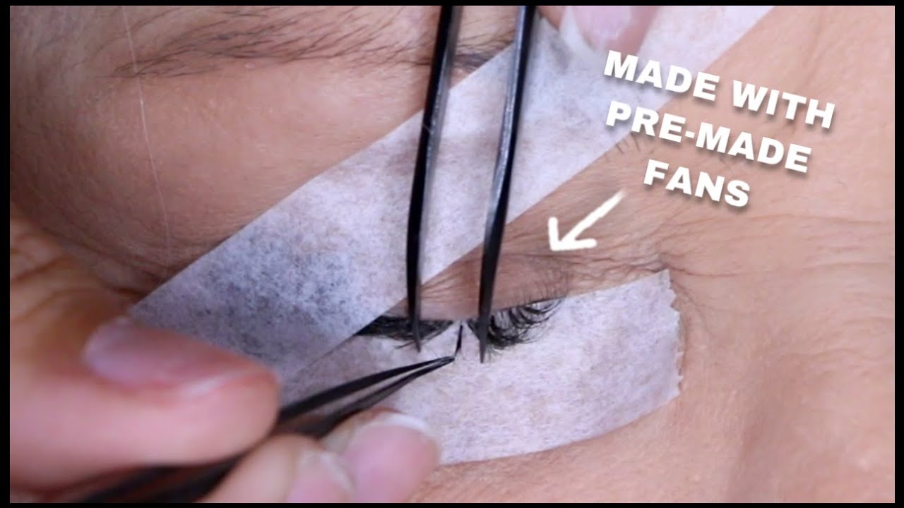 PRE-MADE Eyelash Extensions [FULL SET] lash with me - YouTube