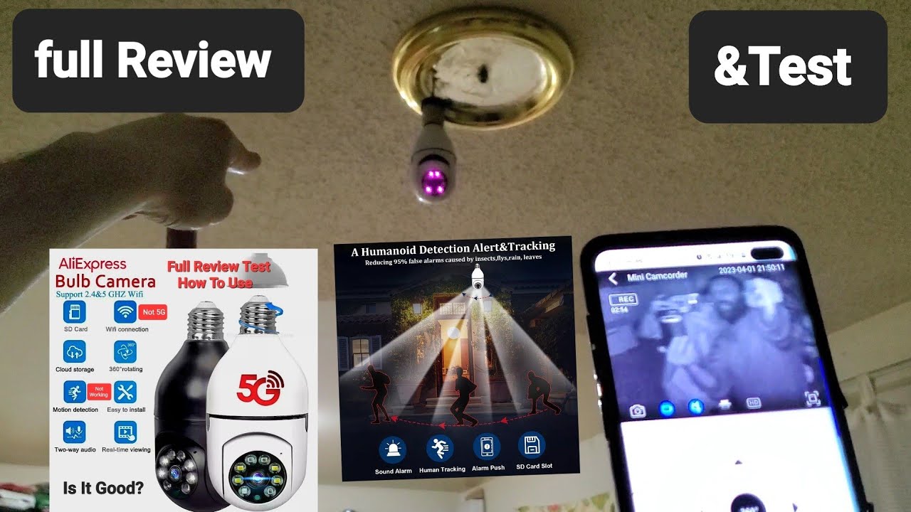 Full Review And Test AliExpress 5G WiFi Security Camera KPY Bulb Camera ...