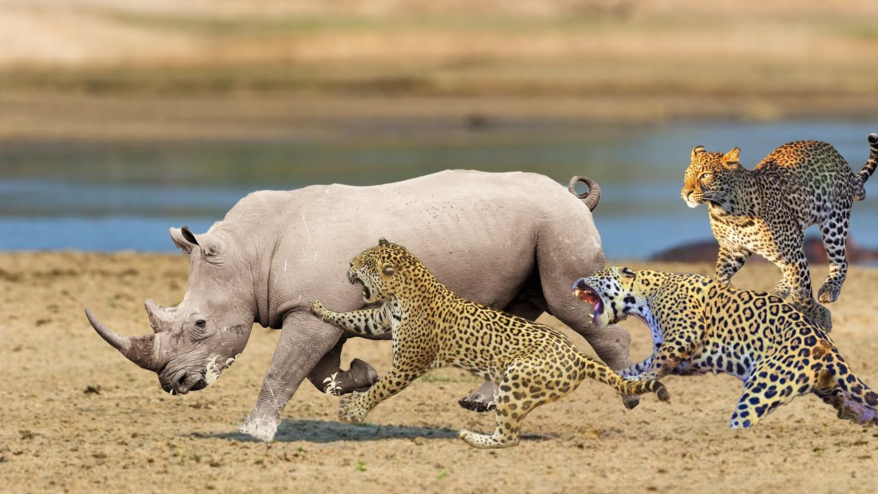 RHINO VS 3 LEOPARDS (What would Happen) - YouTube