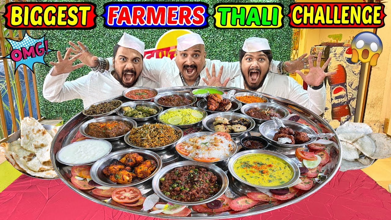 WORLD'S BIGGEST FARMERS THALI CHALLENGE | MASSIVE SHETKARI THALI ...