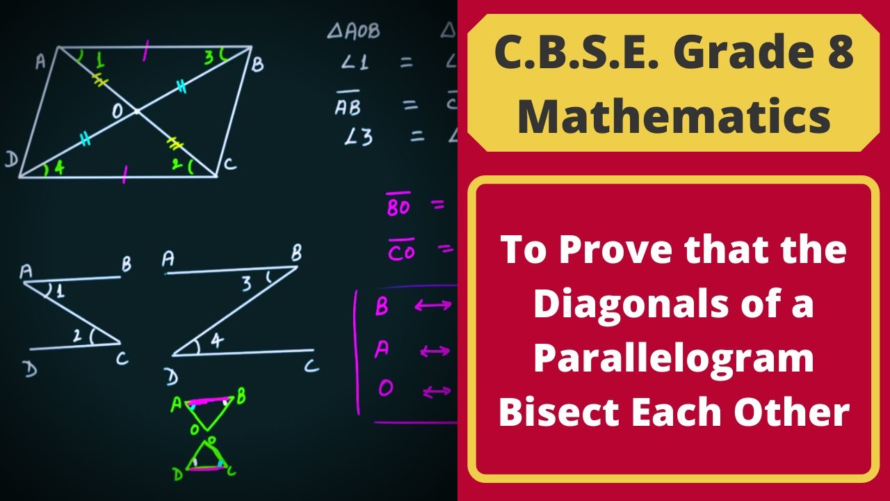 To Prove that the Diagonals of a Parallelogram Bisect Each Other || C.B ...