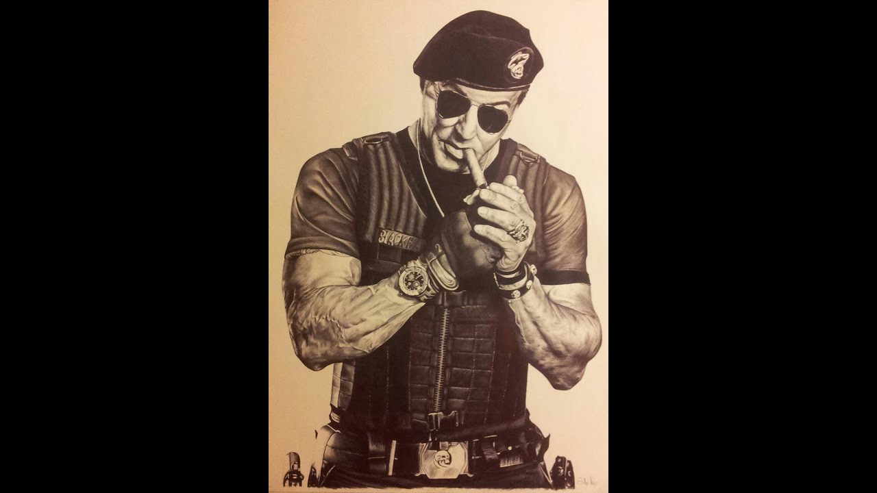 Ballpoint drawing SYLVESTER STALLONE | By SiHa ART - YouTube