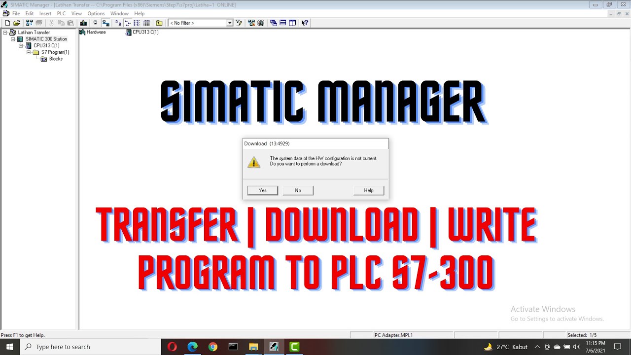 Siemens PLC Simatic Manager || Transfer Download Write program to PLC ...