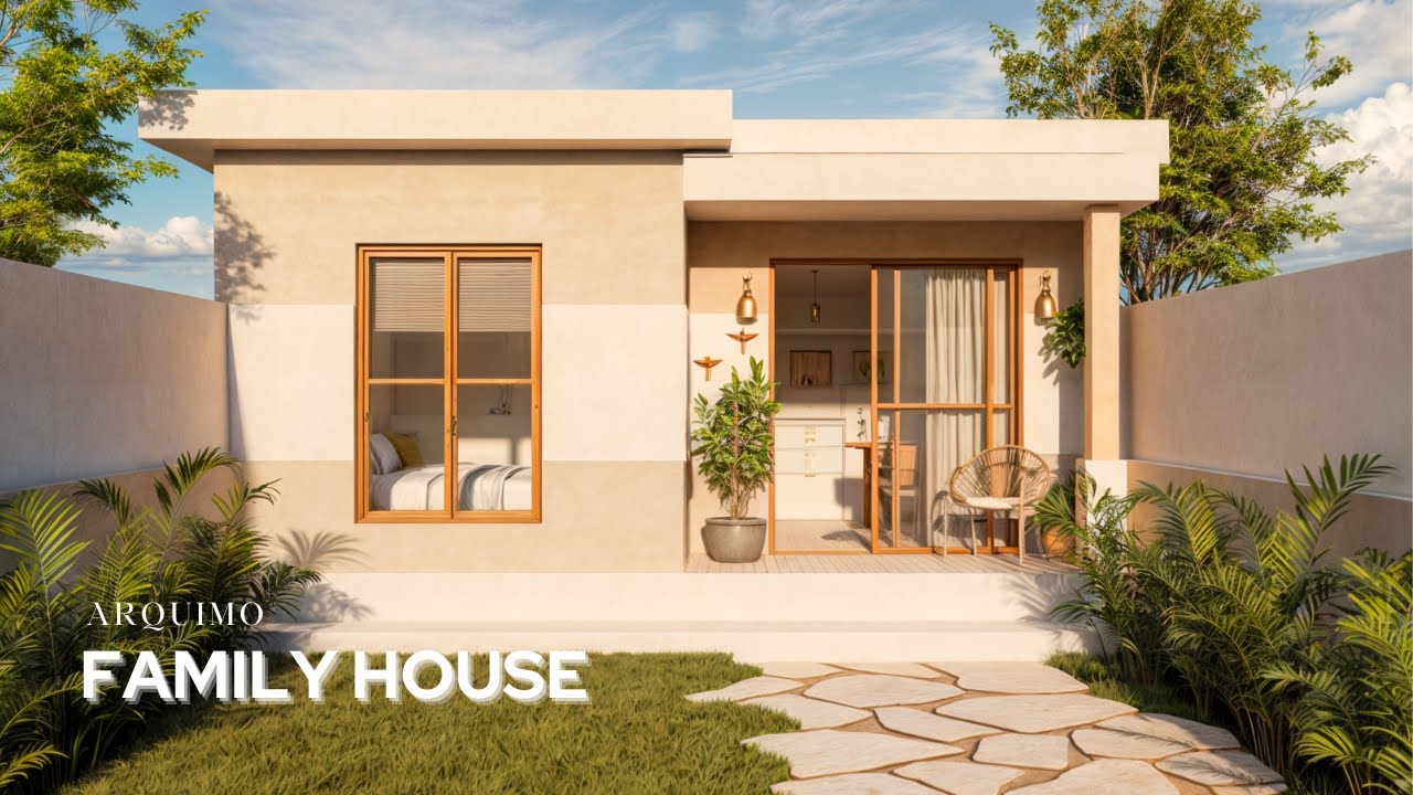 Plano de Casa 6X6 | Com 2 Quartos | Mini Casa 36 M²| 6X6 HOUSE (36 SQM ...