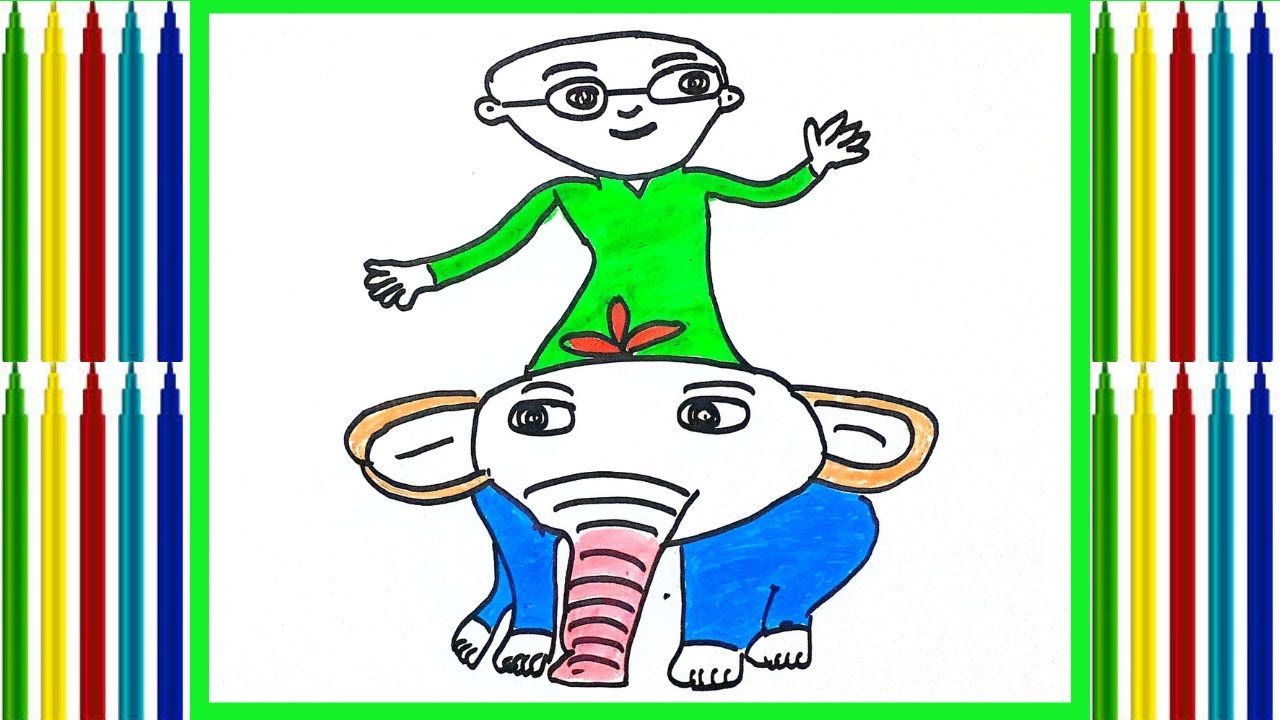 How to Draw Patlu from Motu Patlu step by step | patlu and elephant ...
