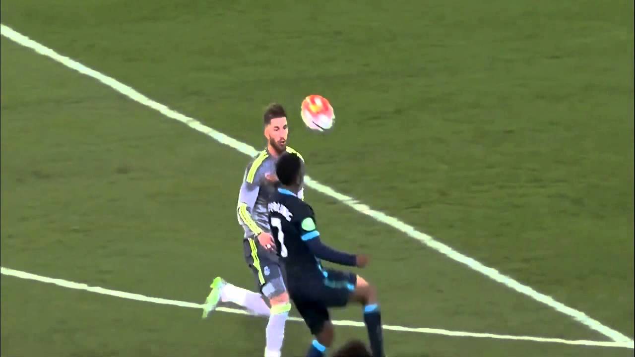 Raheem Sterling PENALTY FOUL Sergio Ramos Handball Manchester City vs ...