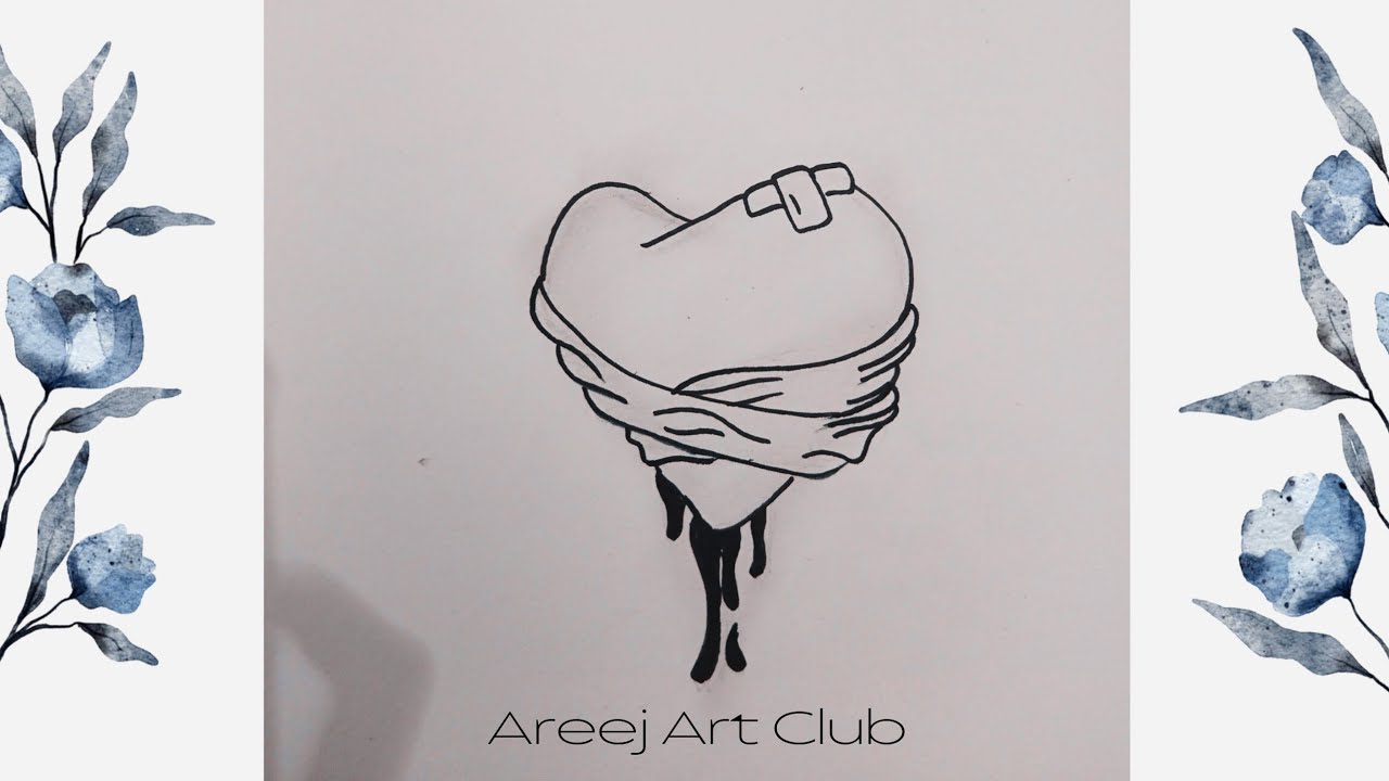 How To Draw. broken Heart💔🩹 || Easy Drawing Tutorial || Areej Art Club ...