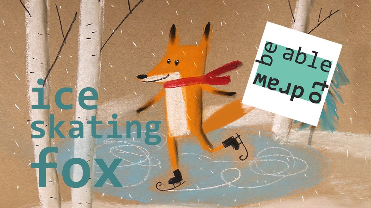 Fox Ice Skating Easy Pastel Drawing Kids Art - YouTube