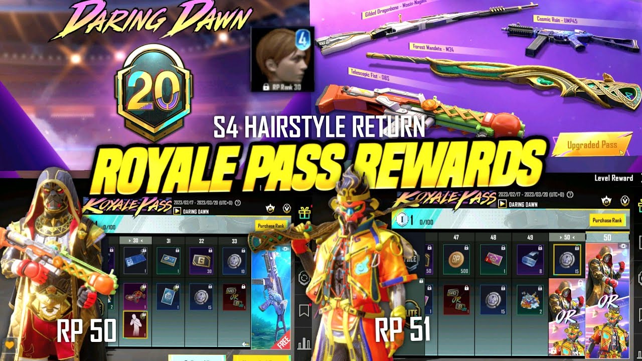 M20 Royale Pass 1 to 50 FULL REWARDS Leaks | 2 Mythic Set | S4 Hair ...