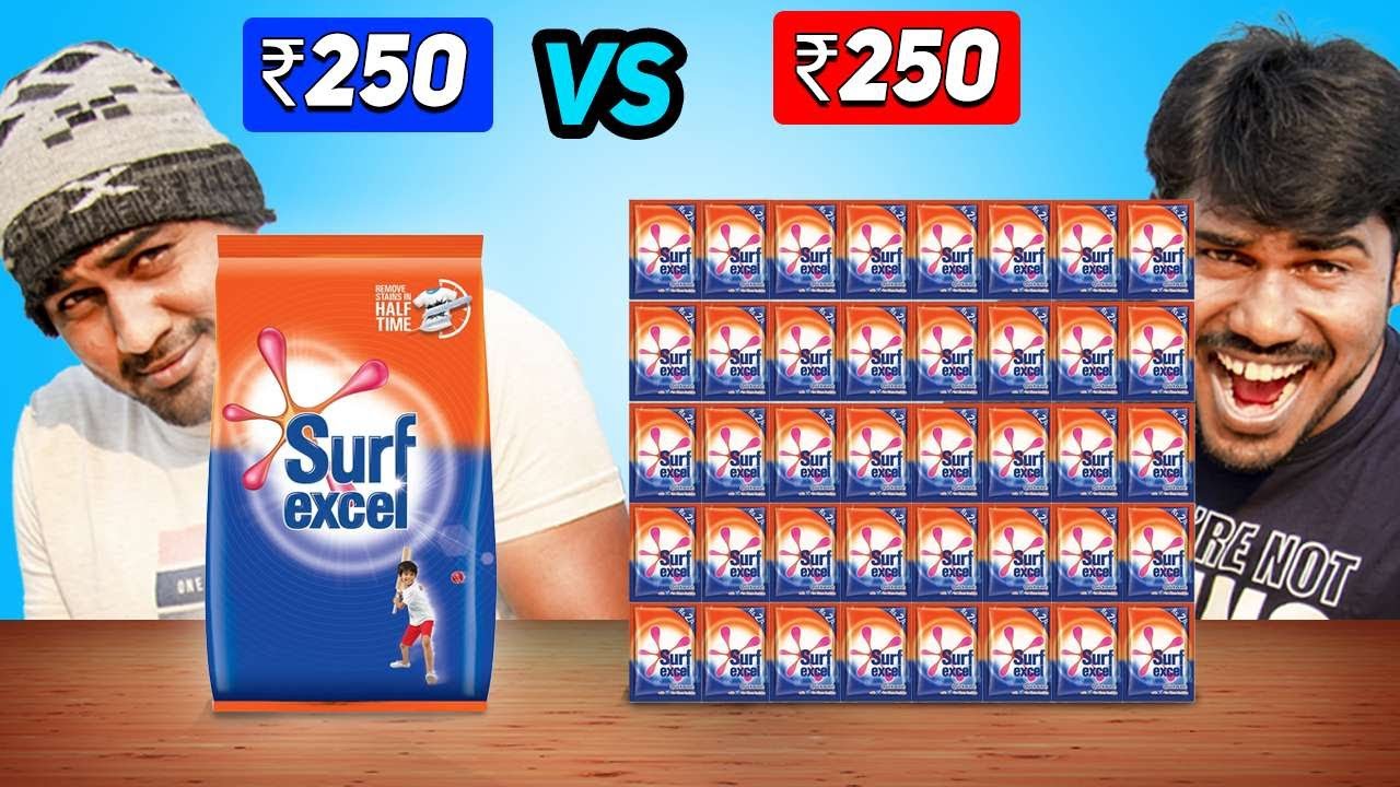Its also Cheat? ₹250 Surf Excel Big Packet Vs Pouches - Arial, Rin ...