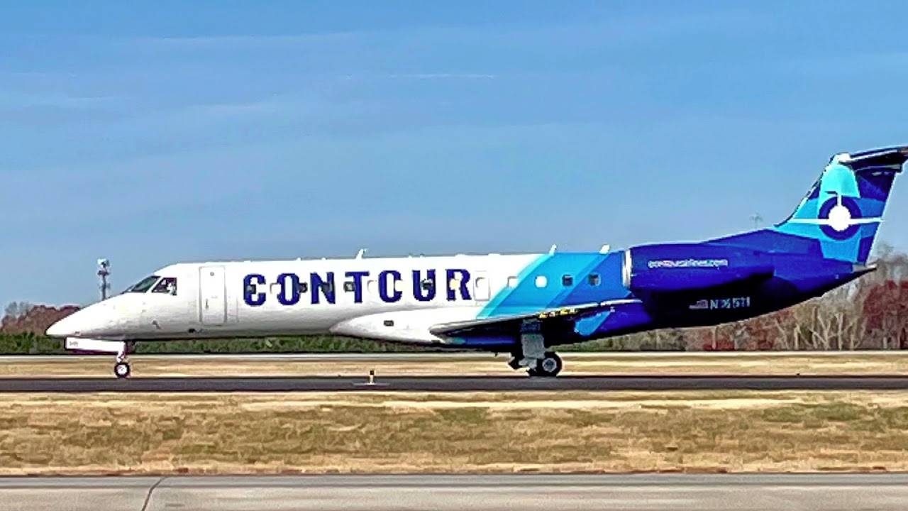 Contour Airlines ERJ-135 Takeoff From GSP - YouTube