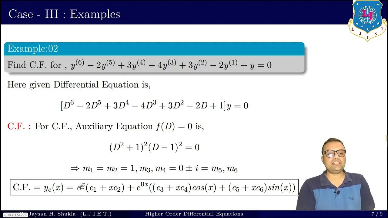 Lec 50 Complementary Function Case 4 Mathematics 02 First Year ...