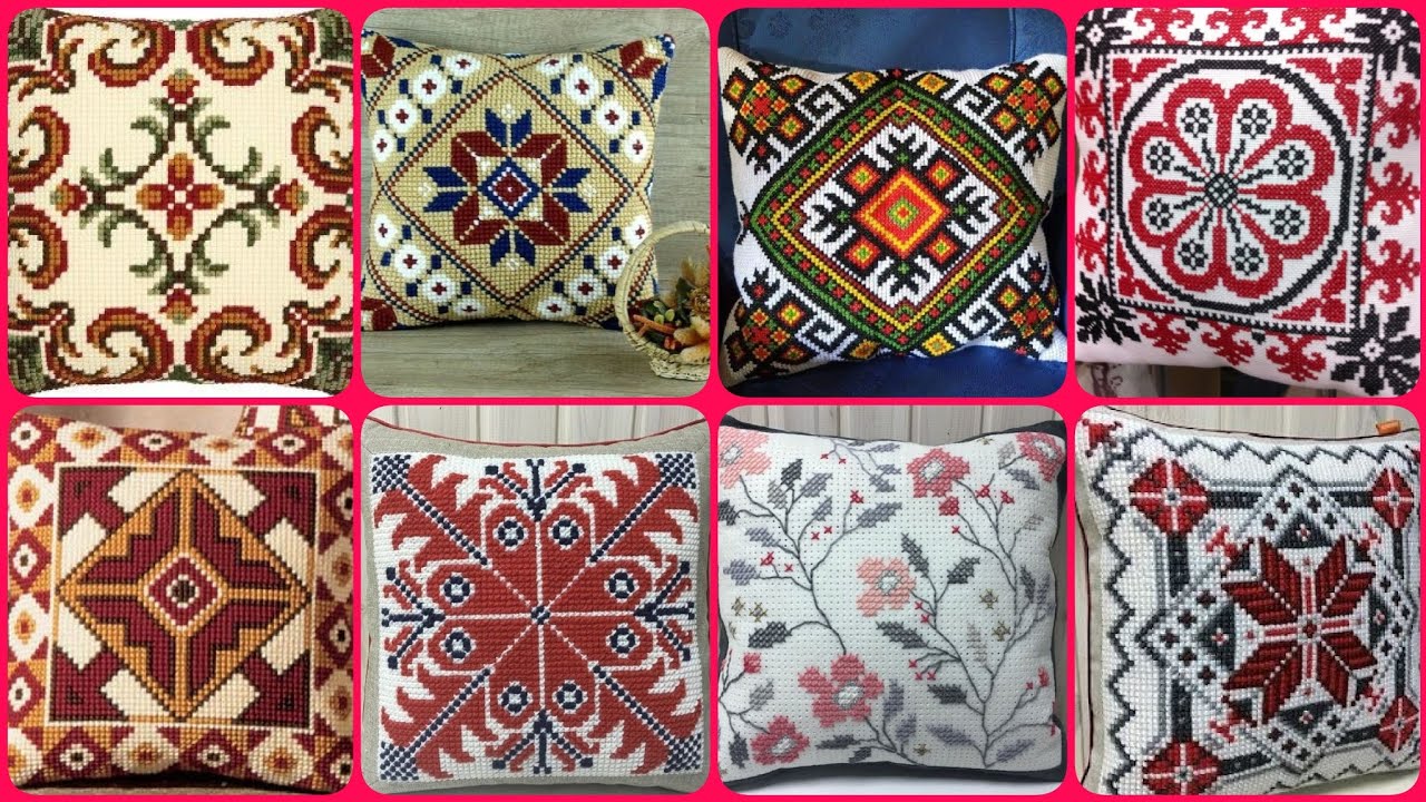 Attractive cross stitch hand embroidered cushion cover design/Cross ...