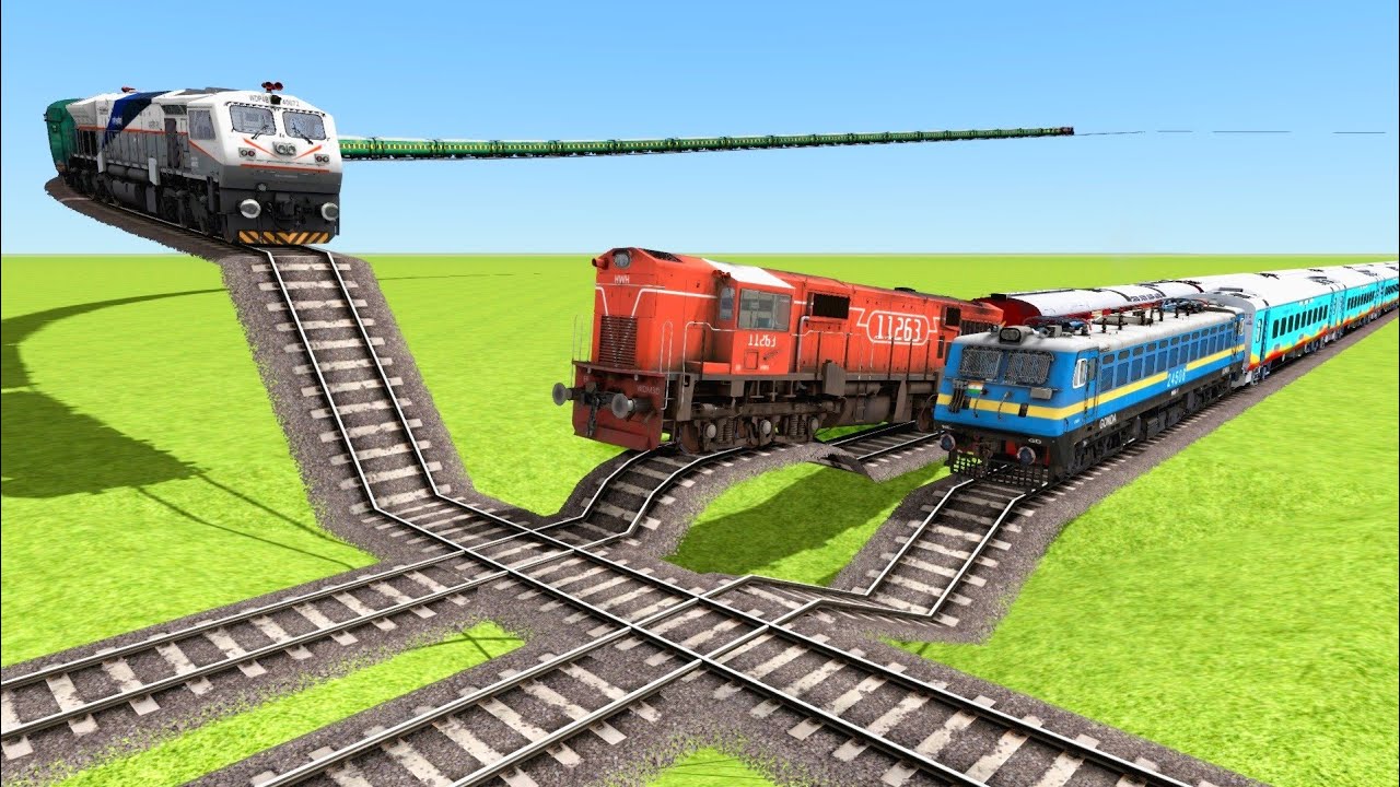 3 CRAZY TRAINS CRASH ON MULTIPLE SPEED BREAKERS AND FLYING RAILROAD ️ train Simulator ...
