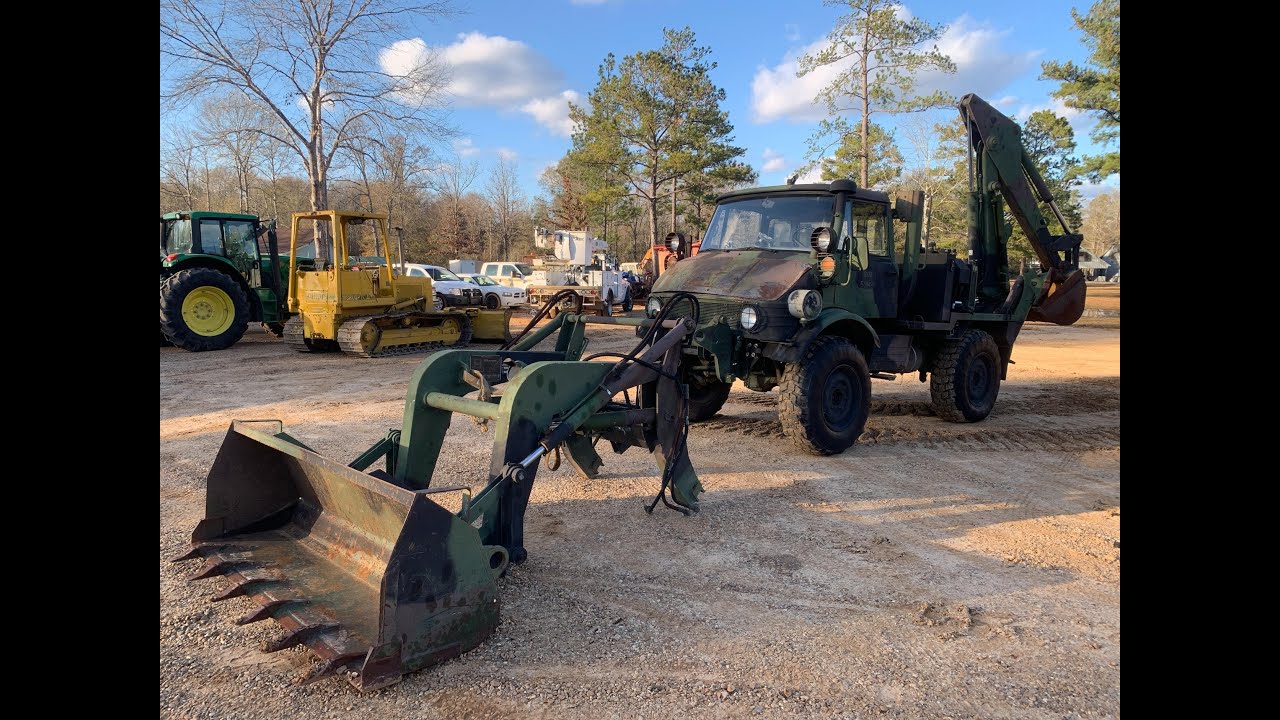 Mercedes Uni-Mog Diesel Military Truck w/ Backhoe Attachment and Front ...