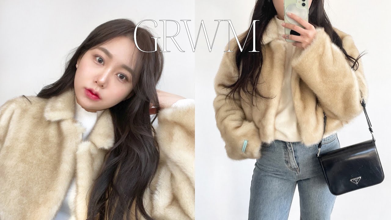 Grwm And Ootd ️ 한겨울 퍼자켓 코디 And 체리 메이크업🍷 새해 다짐탱글탱글 레드립유리알 하이라이터데일리 코디