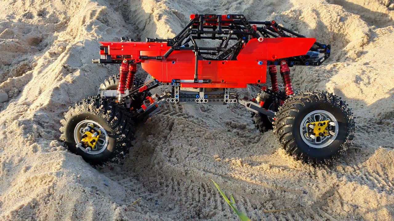 How far can you push lego? Crawler MOC on sandy beach. - YouTube