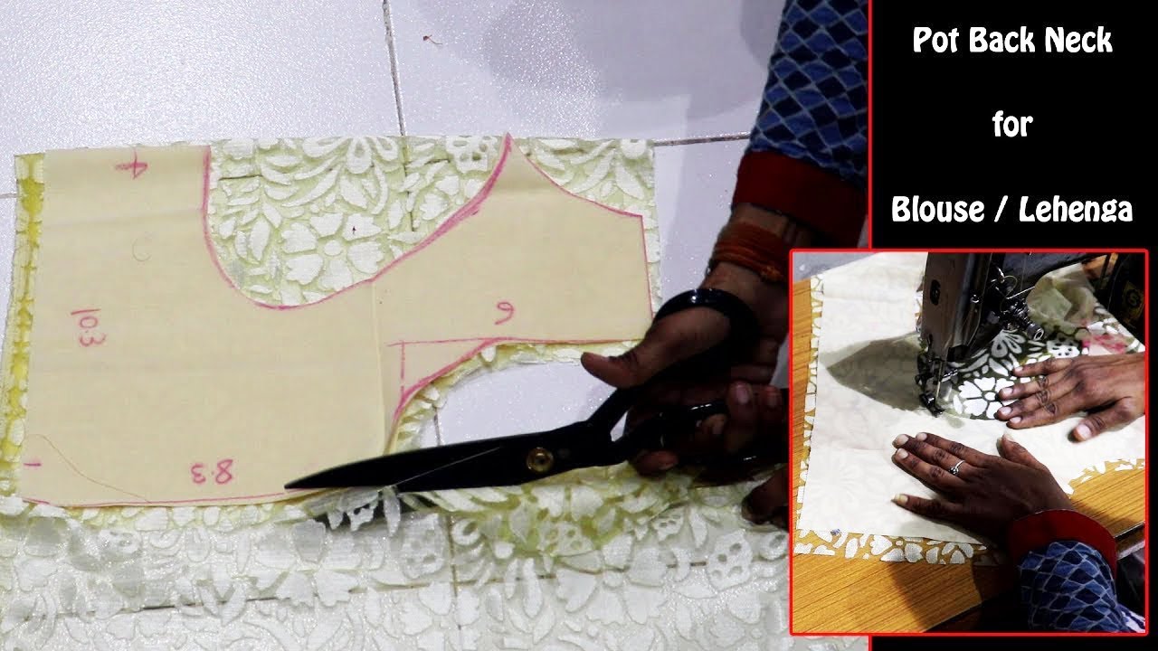 Simple Back Pot Neck Design Cutting and Stitching for Net Saree Blouse ...