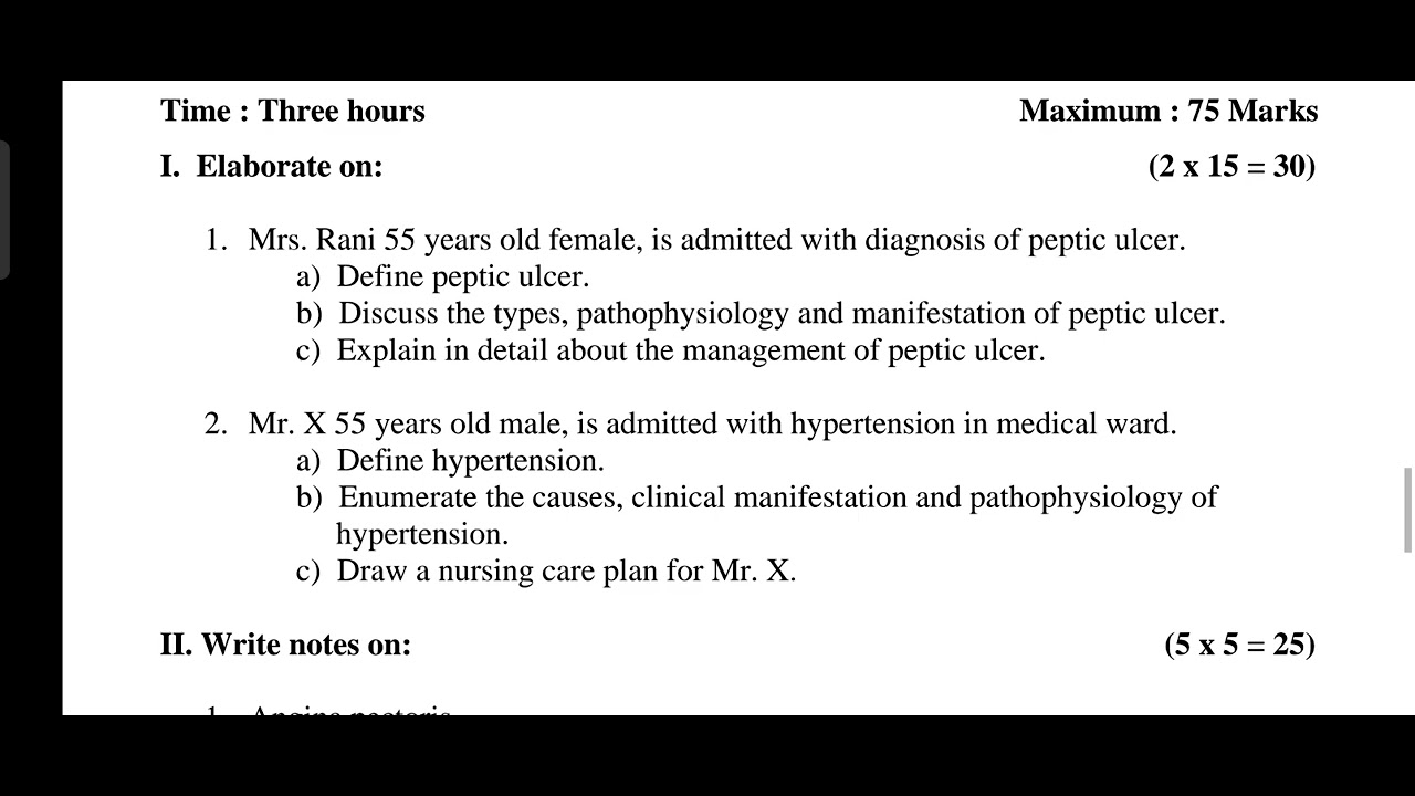 Medical Surgical Nursing Question Paper for B.SC Nursing 2nd Year - YouTube