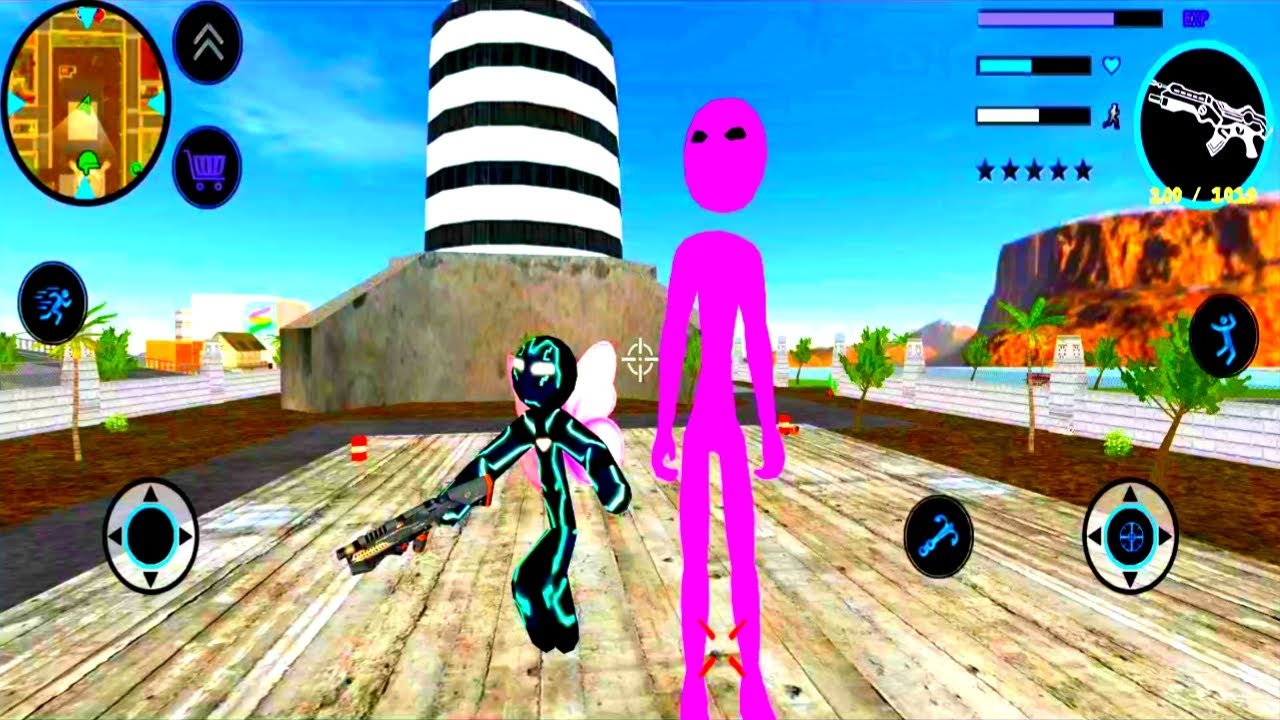 Iron Man Neon Man In Iron Stickman Rope Hero Stickman Open World Game ...