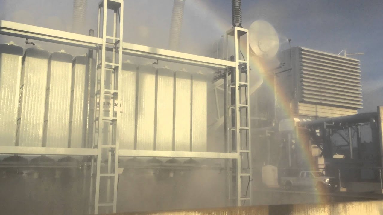 Deluge sprinkler system for a transformer. - YouTube