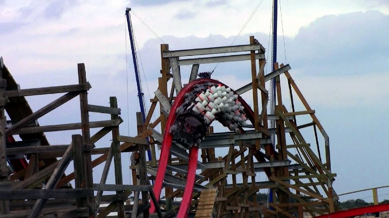 Iron Rattler construction update with testing - Day 2 at Six Flags ...