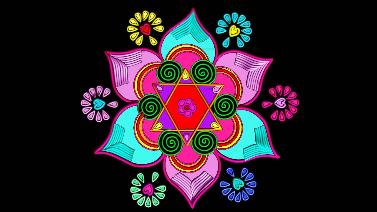 Simple Cute Rangoli Designs Awesome Flower Rangoli Kolam Designs - YouTube
