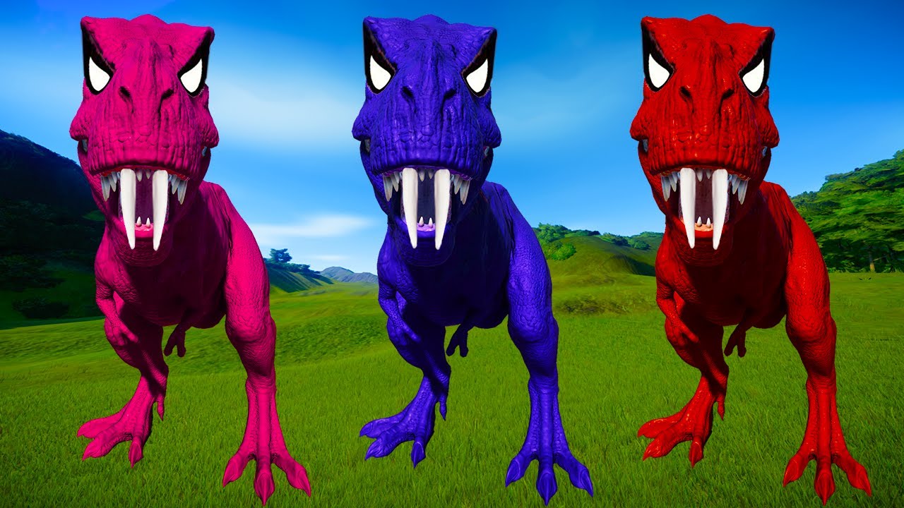 Rexy Color Pack vs Spinosaurus, Allosaurus, Indoraptor Jurassic World ...