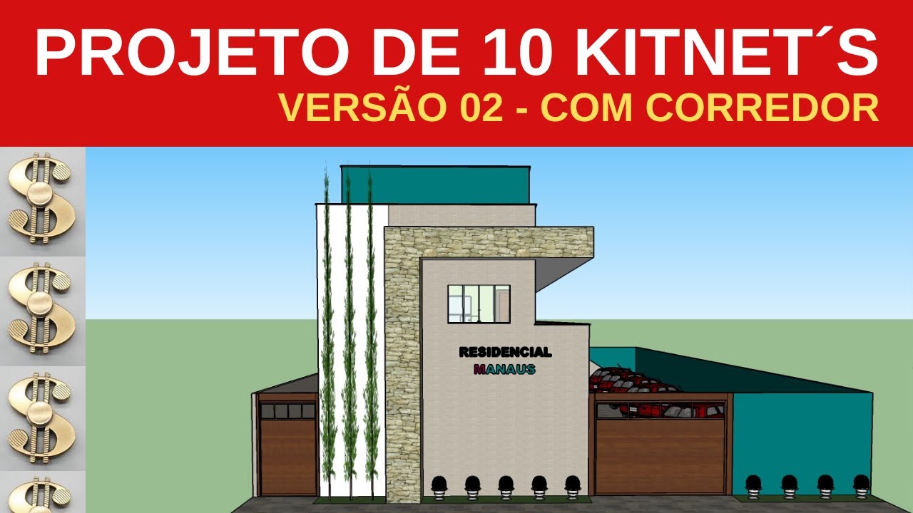 #53 - PROJETO DE 10 KITNET´S - VERSÃO 02 - COM CORREDOR - YouTube