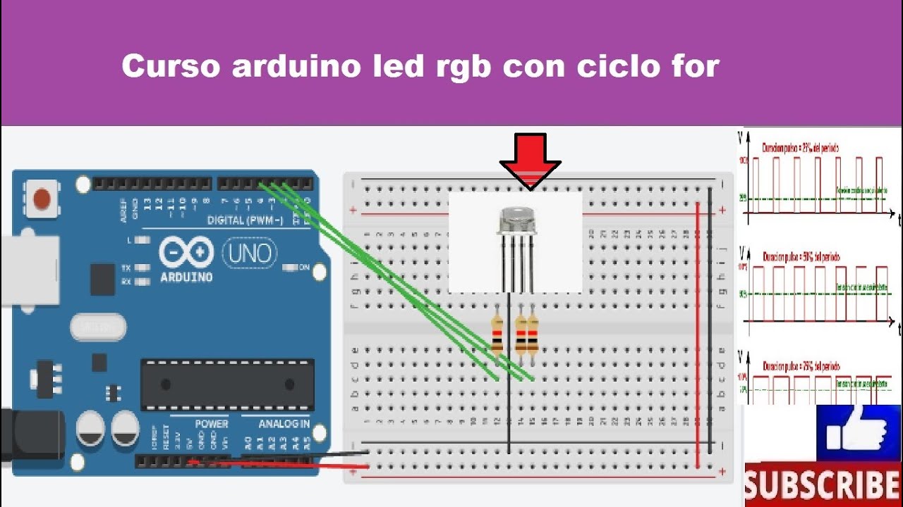 Curso arduino parte 10 LED RGB con pwm forma analogica - YouTube