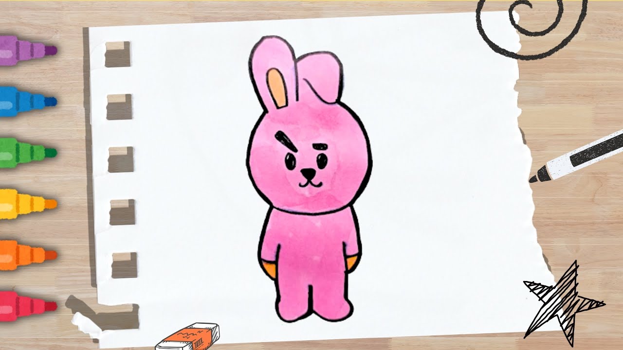 Drawing Easily COOKY BT21 | Drawing step by step with Alcohol Markers ...