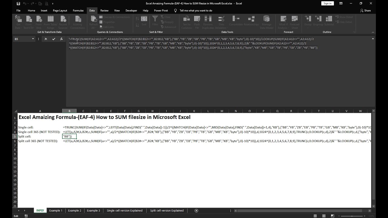 Excel Amazing Formula-(EAF-4) How to SUM filesize in Microsoft Excel ...