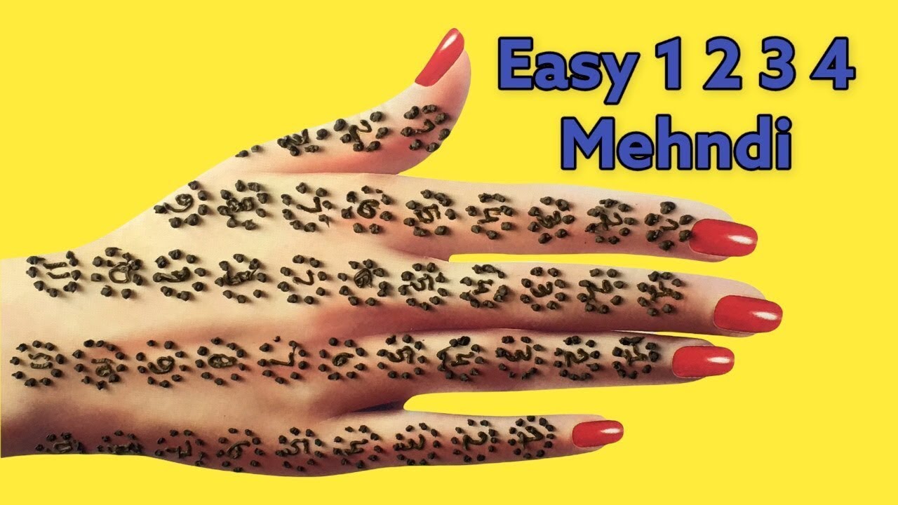 Easy 1234 Alphabet Dotted Mehndi design - Simple Mehndi design for ...