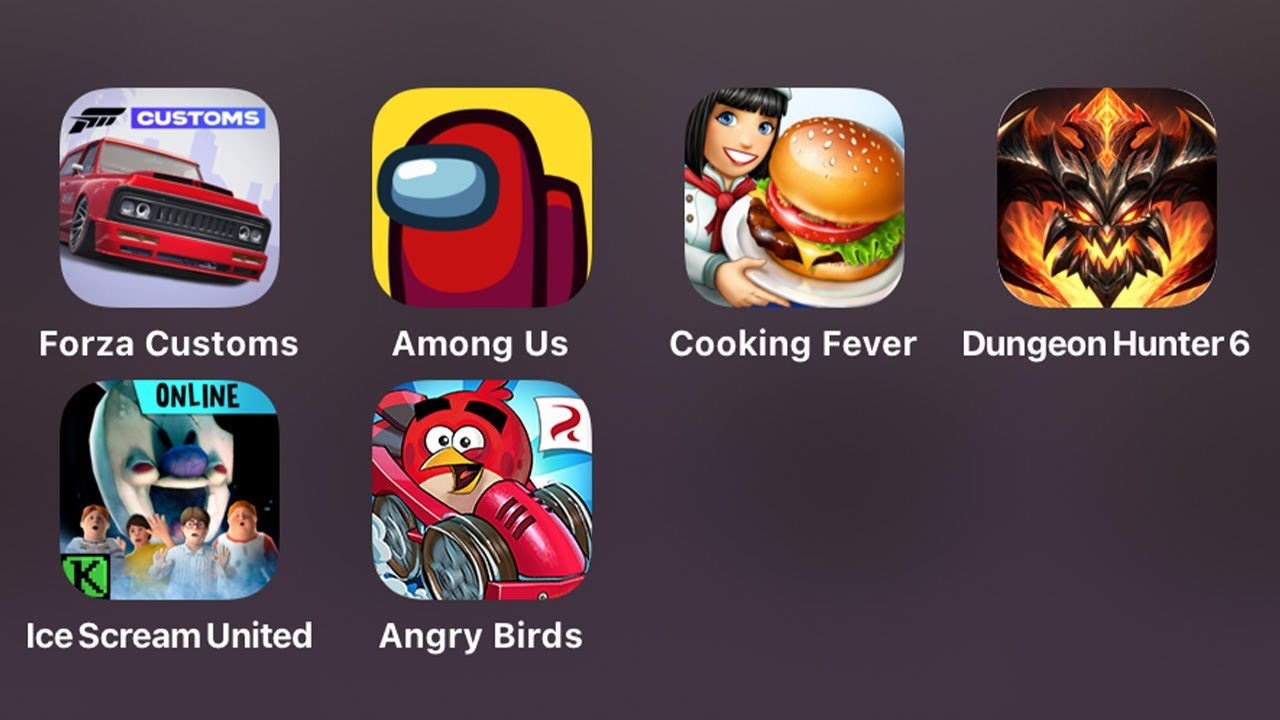 Forza Customs,Among Us,Cooking Fever,Dungeon Hunter 6,Ice Scream United ...