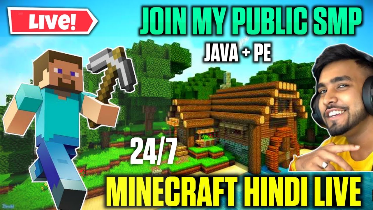 minecraft live | public smp live | java + pe | 24/7 online | free to join 😍 - YouTube