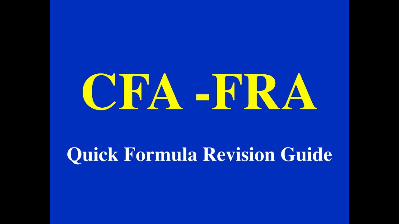 CFA Exams- Quick Guide to FRA Formula's - YouTube