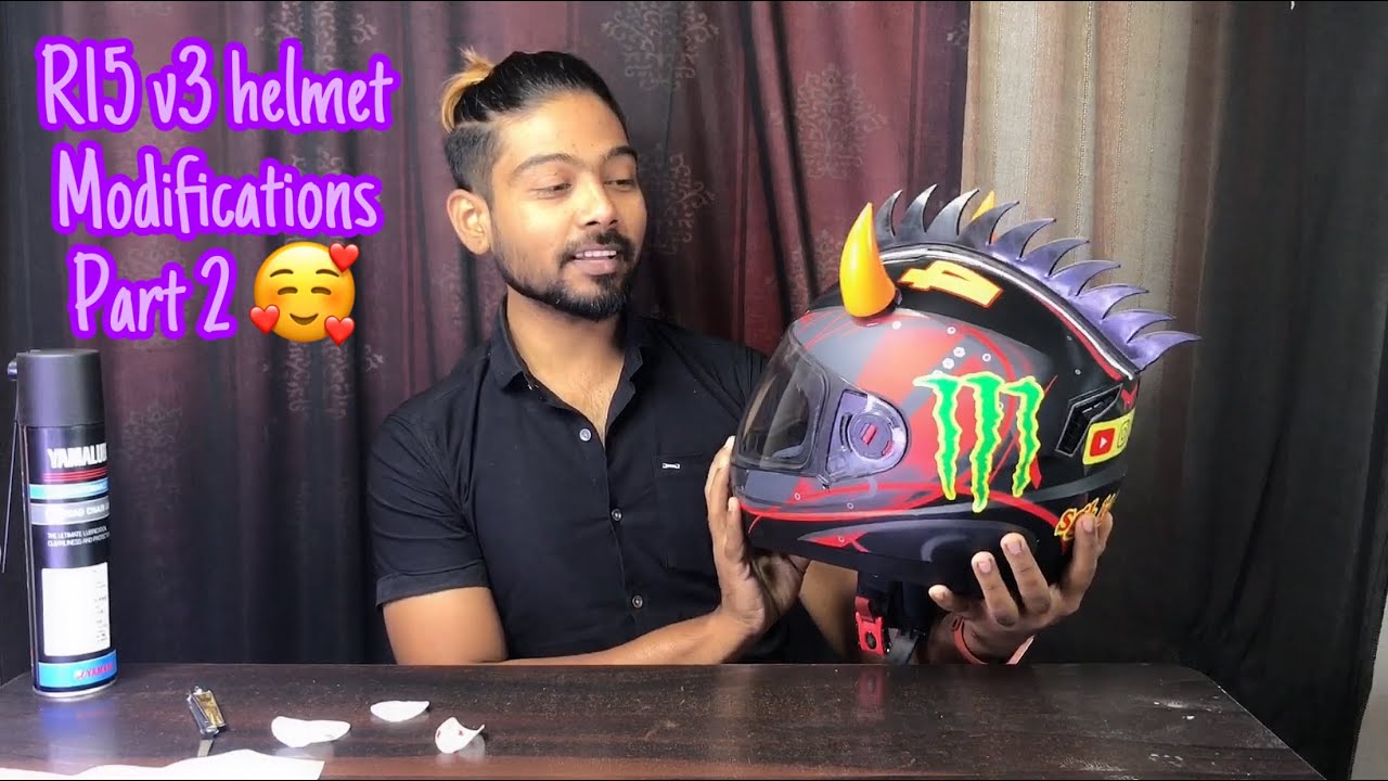 R15 v3 helmet modification || how to install helmet accessories - YouTube