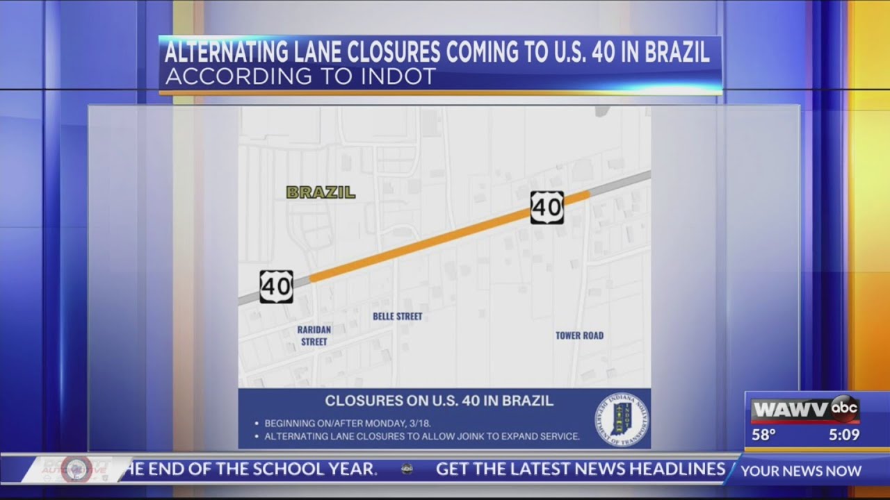 Traffic Alert: Alternating lane closures on U.S. 40 in Brazil - YouTube